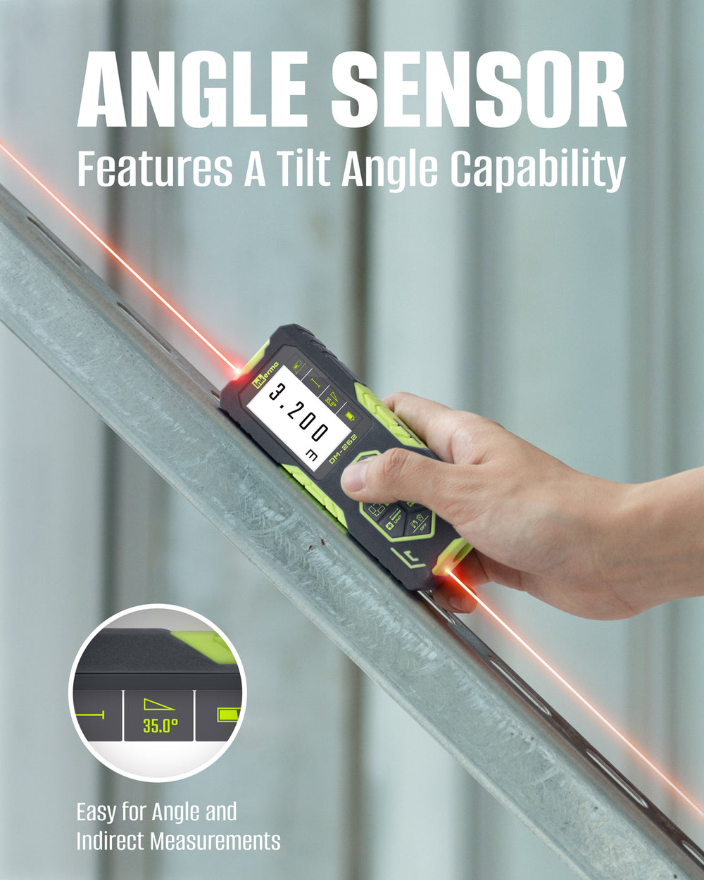 Inkerma Bilateral Laser Distance Meter DM-262 (262ft/ 80m） | inkermatools