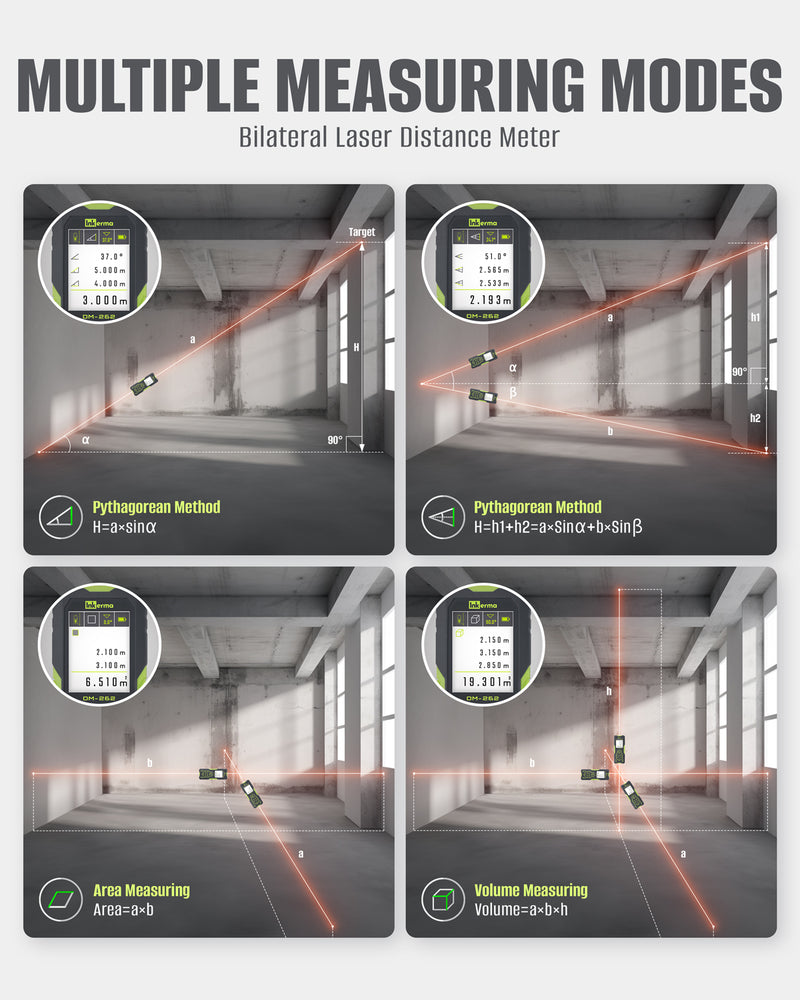Inkerma Bilateral Laser Distance Meter DM-262 (262ft/ 80m） | inkermatools
