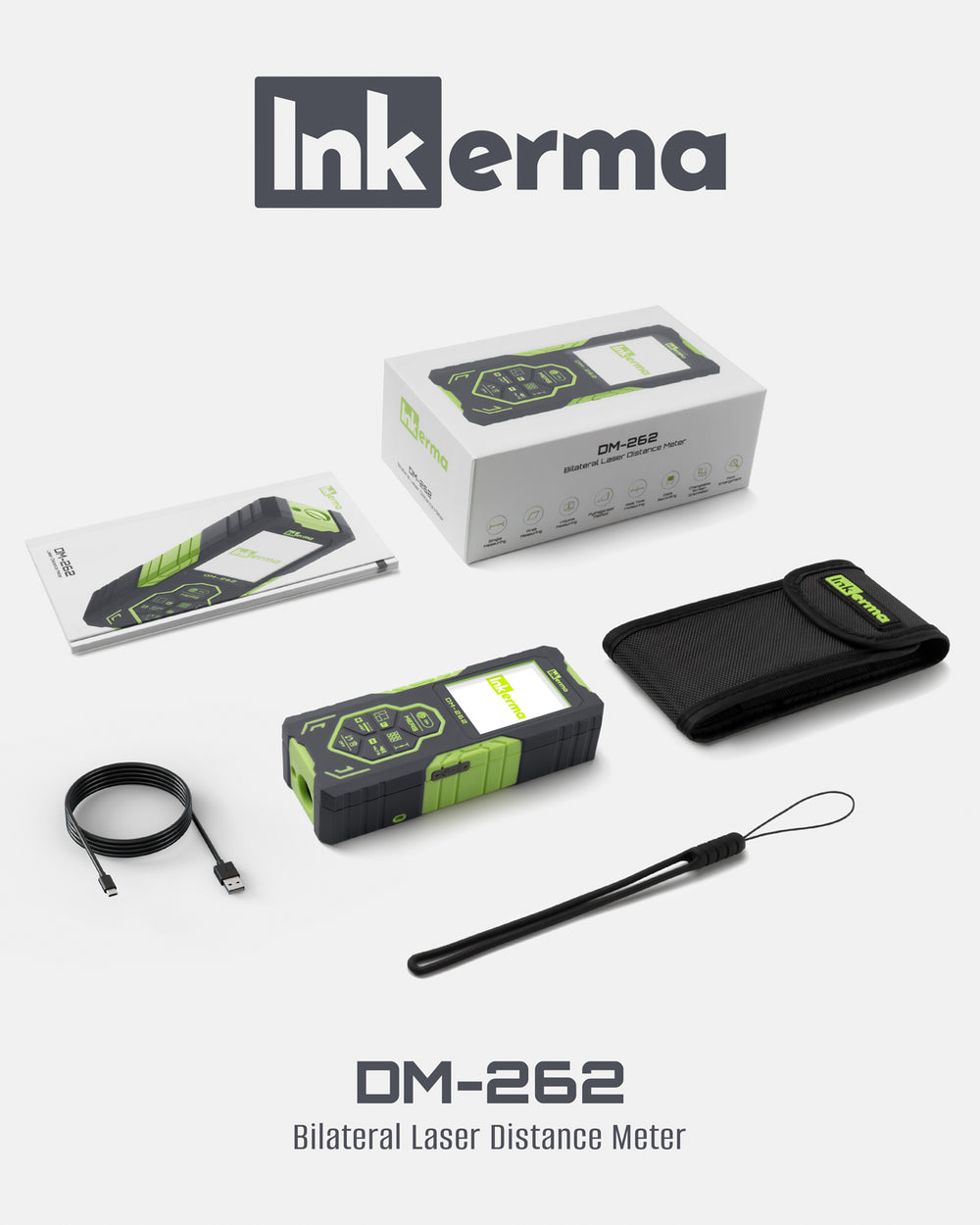 Inkerma Bilateral Laser Distance Meter DM-262 (262ft/ 80m） | inkermatools